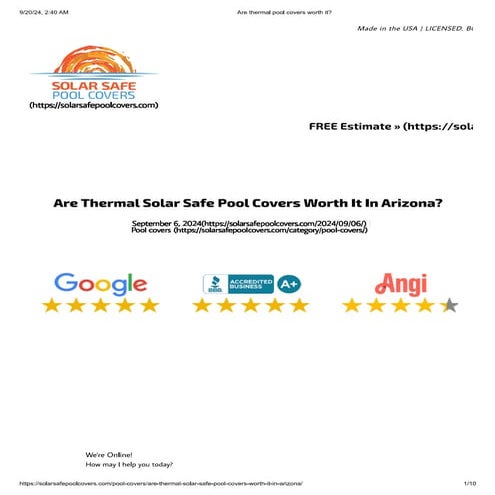 Are thermal solar safe pool covers worth it in Arizona? | PDF