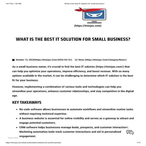 What is the best IT solution for small business? | PDF