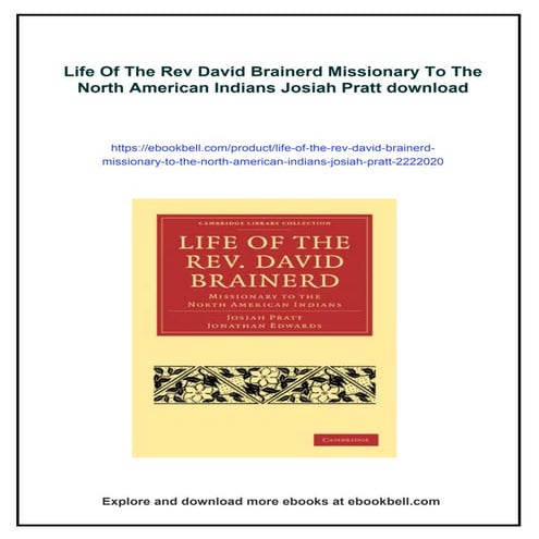 Life Of The Rev David Brainerd Missionary To The North American Indians ...