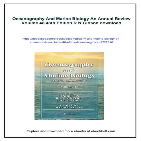 Oceanography And Marine Biology An Annual Review Volume 48 48th Edition R N Gibson | PDF