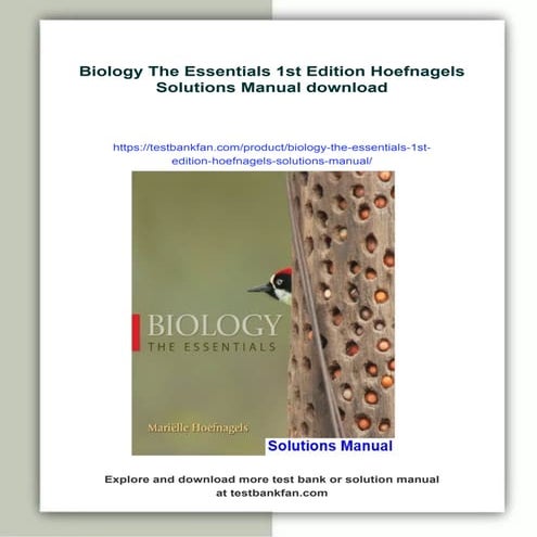 Biology The Essentials 1st Edition Hoefnagels Solutions Manual | PDF