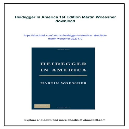 Heidegger In America 1st Edition Martin Woessner | PDF