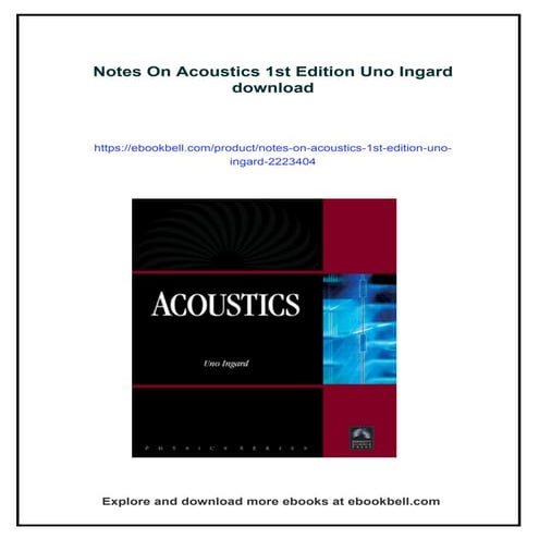 Notes On Acoustics 1st Edition Uno Ingard | PDF