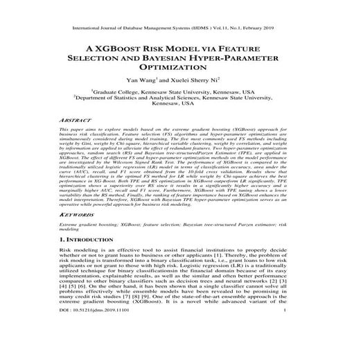 A Xgboost Risk Model Via Feature Selection and Bayesian Hyper-Parameter Optimization | PDF