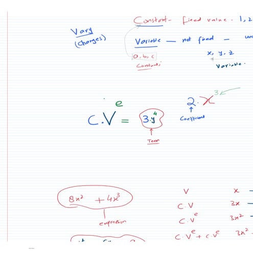 Maths Basic Terms like Variable ,Coefficients | PDF
