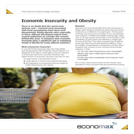 Economic Insecurity and Obesity | PDF