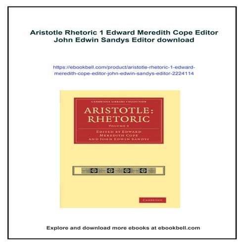Aristotle Rhetoric 1 Edward Meredith Cope Editor John Edwin Sandys ...