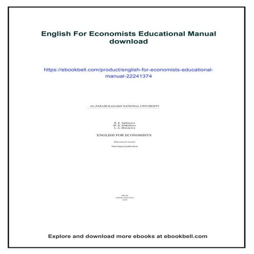 English For Economists Educational Manual | PDF
