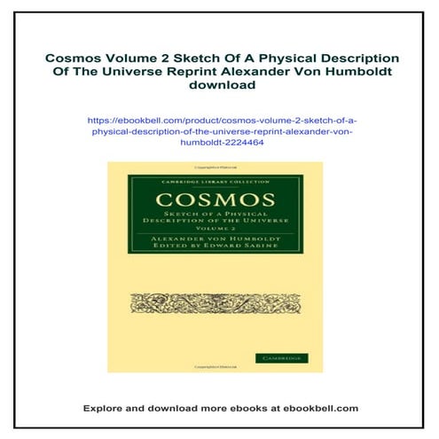 Cosmos Volume 2 Sketch Of A Physical Description Of The Universe ...