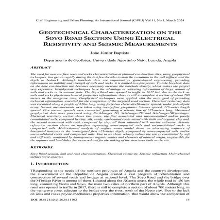 Geotechnical Characterization on the Soyo Road Section using Electrical ...
