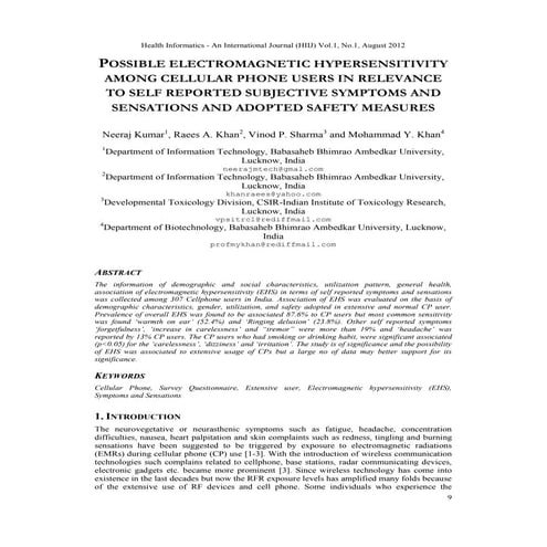 POSSIBLE ELECTROMAGNETIC HYPERSENSITIVITY AMONG CELLULAR PHONE USERS IN ...