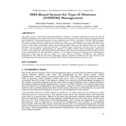 SMS-Based System for Type-II Diabetes (NIDDM) Management | PDF