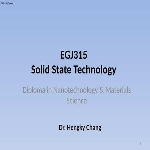 Solid State Technology for Poly Students | PPTX