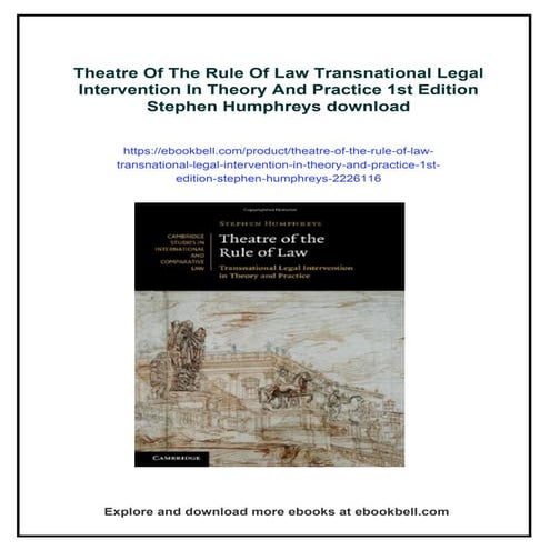 Theatre Of The Rule Of Law Transnational Legal Intervention In Theory ...