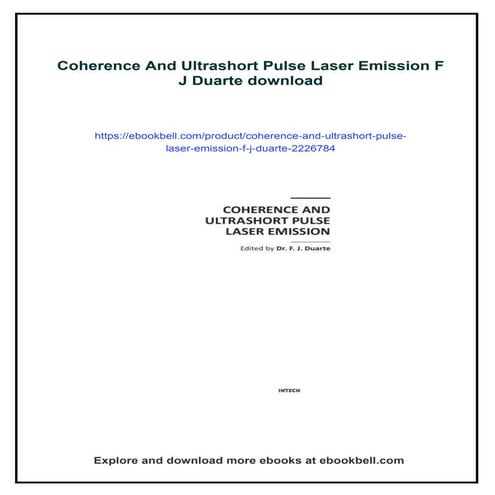 Coherence And Ultrashort Pulse Laser Emission F J Duarte | PDF