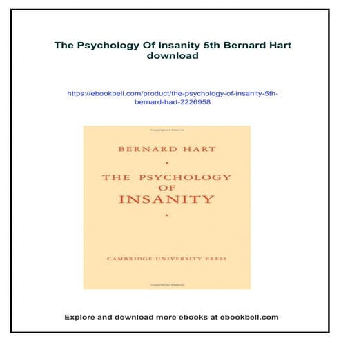 The Psychology Of Insanity 5th Bernard Hart | PDF