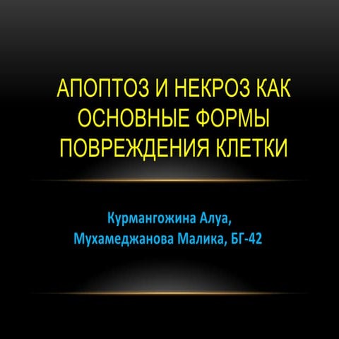 Apoptosis and Necrosis as Main Forms of Cell Damage | PDF
