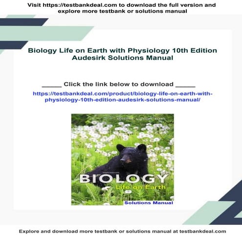 Biology Life on Earth with Physiology 10th Edition Audesirk Solutions ...