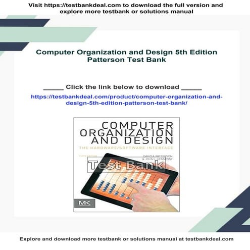 Computer Organization and Design 5th Edition Patterson Test Bank | PDF