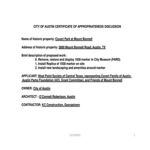 Proposed Enhancements to Covert Park at Mount Bonnell | PDF