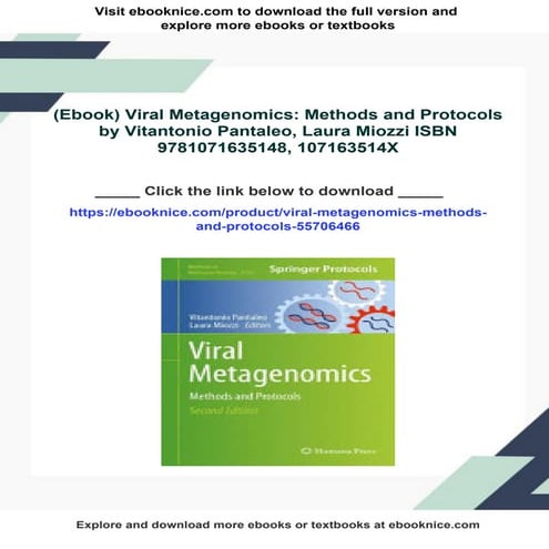 (Ebook) Viral Metagenomics: Methods and Protocols by Vitantonio Pantaleo, Laura Miozzi ISBN ...