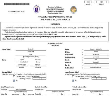 111435 government-elementary-school-profile-(end-of-the-sy-data)-2013 | PDF