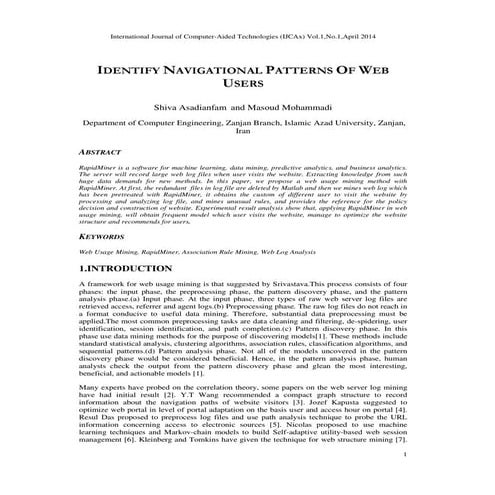 IDENTIFY NAVIGATIONAL PATTERNS OF WEB USERS | PDF