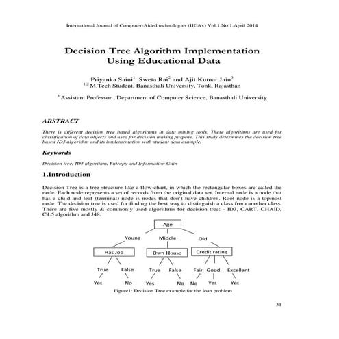 Decision Tree Algorithm Implementation Using Educational Data | PDF