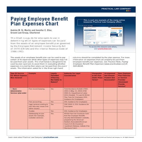 Paying Employee Benefits Chart from Groom Law | PDF | Personal Taxes ...