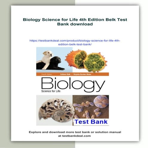 Biology Science for Life 4th Edition Belk Test Bank | PDF