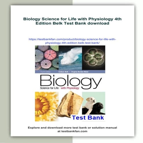 Biology Science for Life with Physiology 4th Edition Belk Test Bank | PDF