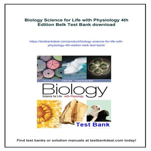 Biology Science for Life with Physiology 4th Edition Belk Test Bank | PDF