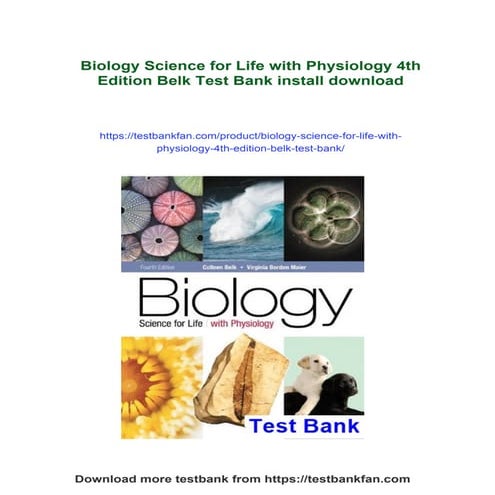 Biology Science for Life with Physiology 4th Edition Belk Test Bank | PDF