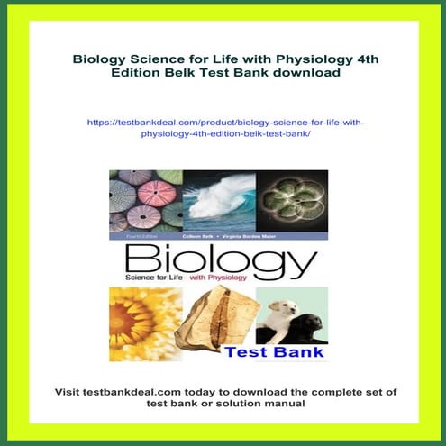 Biology Science for Life with Physiology 4th Edition Belk Test Bank | PDF