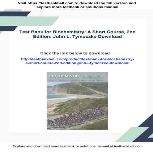 Test Bank for Biochemistry: A Short Course, 2nd Edition: John L ...