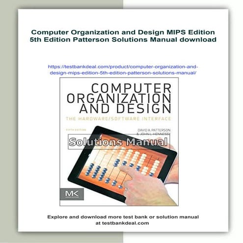 Computer Organization and Design MIPS Edition 5th Edition Patterson Solutions Manual | PDF