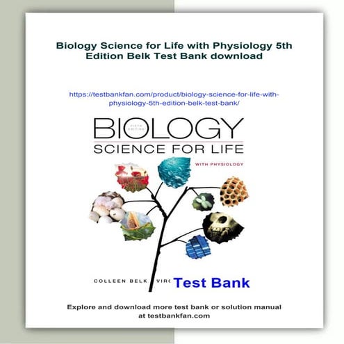 Biology Science for Life with Physiology 5th Edition Belk Test Bank | PDF
