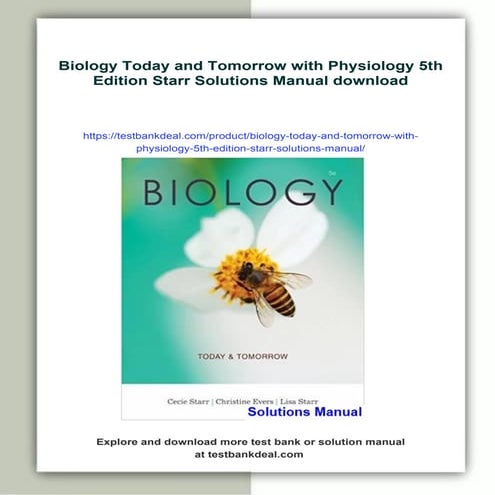 Biology Today and Tomorrow with Physiology 5th Edition Starr Solutions ...