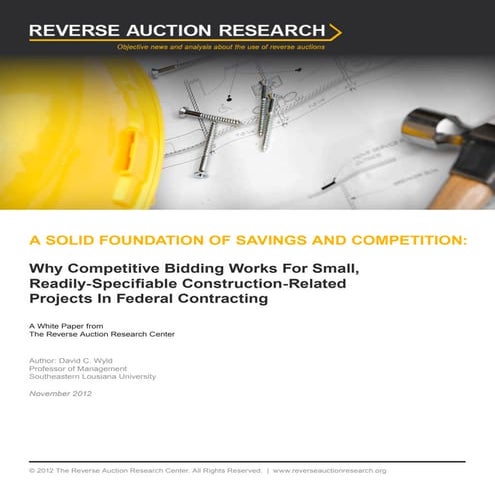 A Solid Foundation of Savings and Competition: Why Competitive Bidding ...