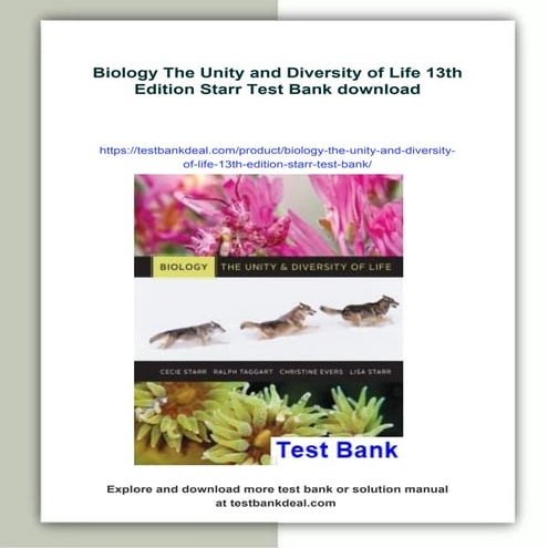 Biology The Unity and Diversity of Life 13th Edition Starr Test Bank | PDF