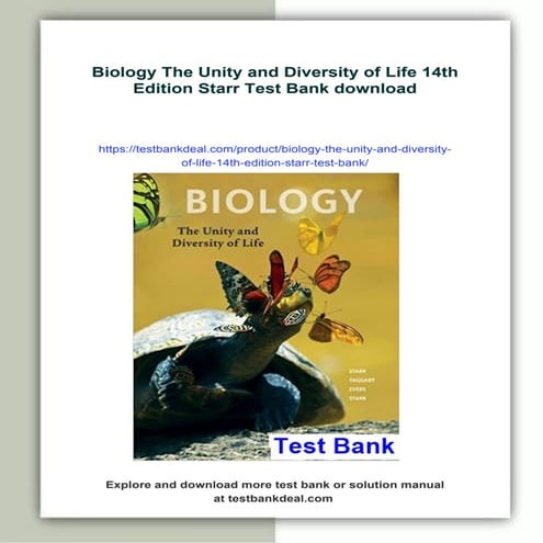 Biology The Unity and Diversity of Life 14th Edition Starr Test Bank | PDF
