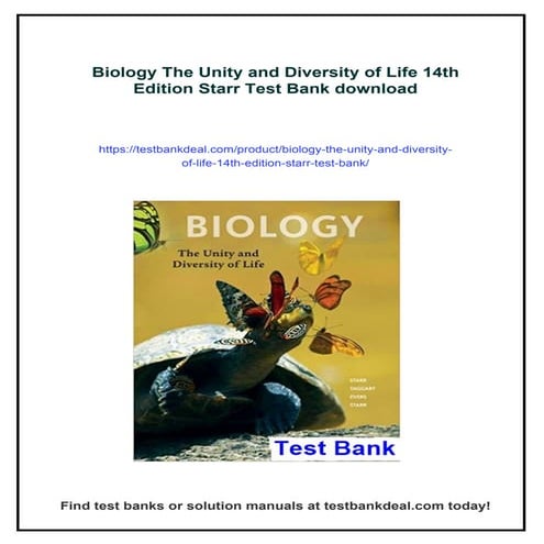 Biology The Unity and Diversity of Life 14th Edition Starr Test Bank | PDF