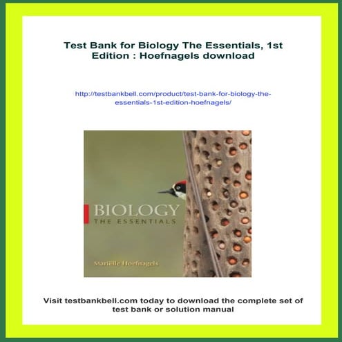 Test Bank for Biology The Essentials, 1st Edition : Hoefnagels | PDF