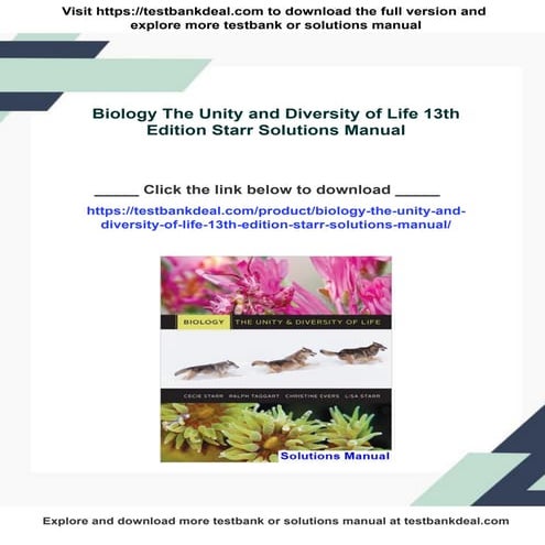 Biology The Unity and Diversity of Life 13th Edition Starr Solutions ...
