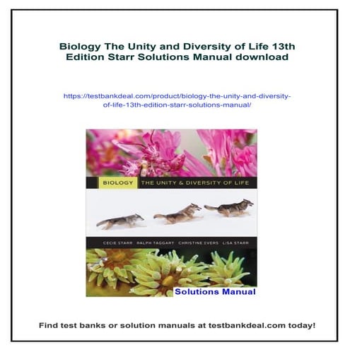 Biology The Unity and Diversity of Life 13th Edition Starr Solutions ...