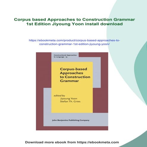 Corpus based Approaches to Construction Grammar 1st Edition Jiyoung ...