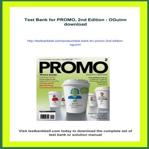 Test Bank for PROMO, 2nd Edition : OGuinn | PDF