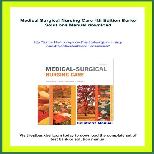 Medical Surgical Nursing Care 4th Edition Burke Solutions Manual | PDF