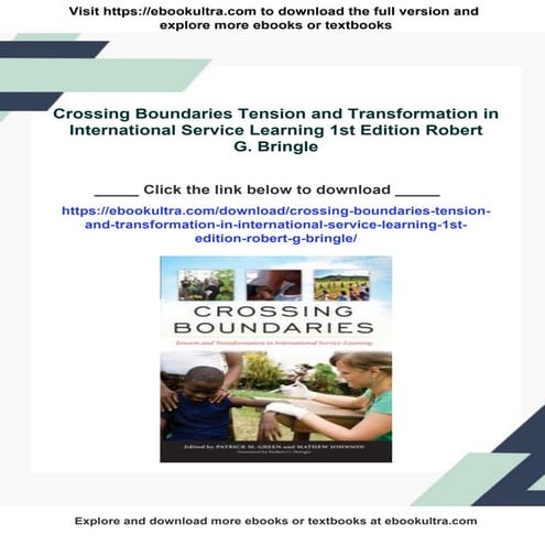 Crossing Boundaries Tension and Transformation in International Service Learning 1st Edition ...