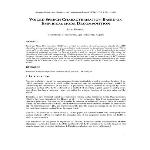 Voiced Speech Characterisation Based On Empirical Mode Decomposition Pdf 3092